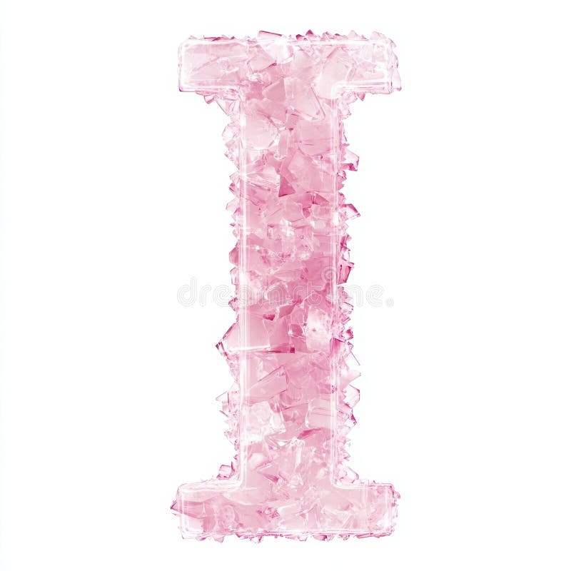 A Translucent Pink Letter "I" Composed of Crushed Material, Creating a ...