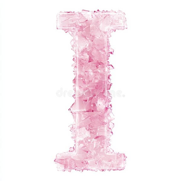 A Translucent Pink Letter "I" Composed of Crushed Material, Creating a ...