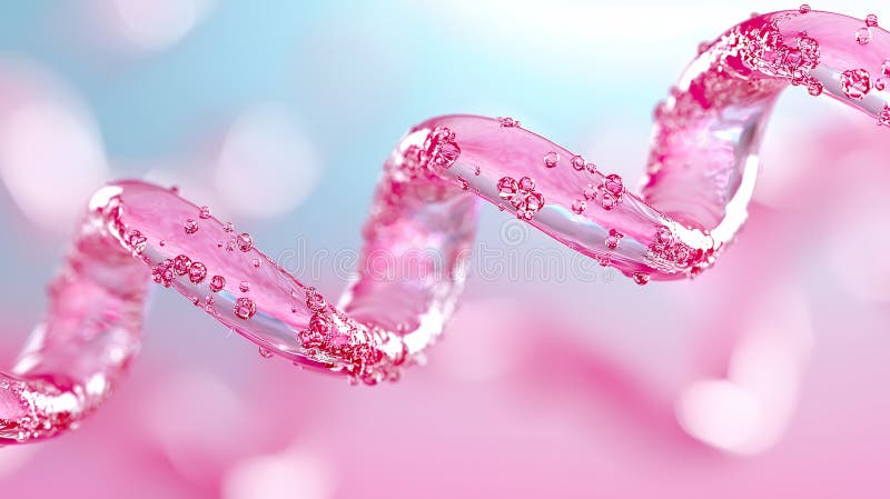 Pink Liquid Spiral with Bubbles Flowing Dynamically in Soft Background ...