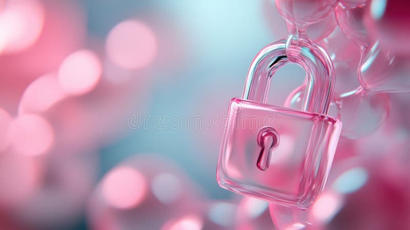 A Translucent Pink Lock Symbolizes Digital Security and Privacy, AI ...