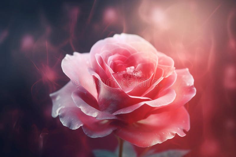 Translucent Pink Rose in Fog Close Up Stock Illustration - Illustration ...