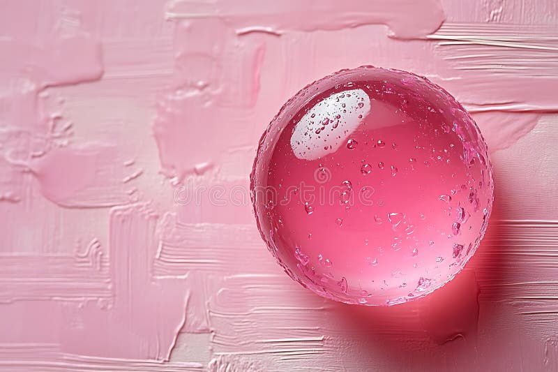 Pink Glass Sphere with Water Drops on Abstract Pink Background Stock ...