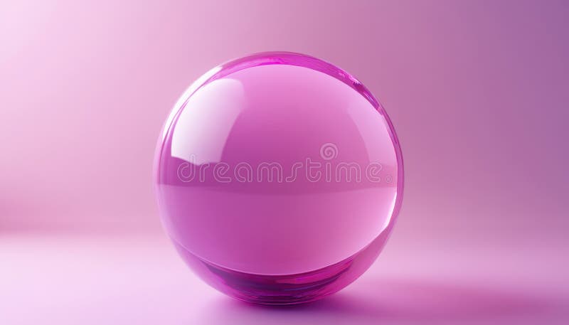 A Translucent Pink Sphere Placed on a Soft Pink Surface with a Smooth ...