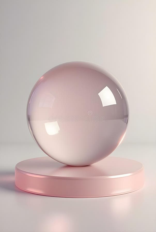 Translucent Pink Sphere Rests on a Matching Pink Pedestal Against a ...
