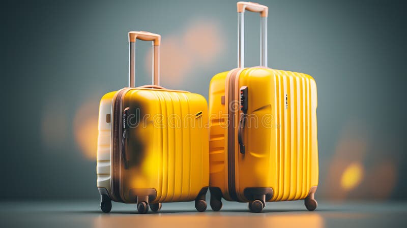 Translucent Planes: Yellow Suitcases and Wanderlust Stock Illustration ...