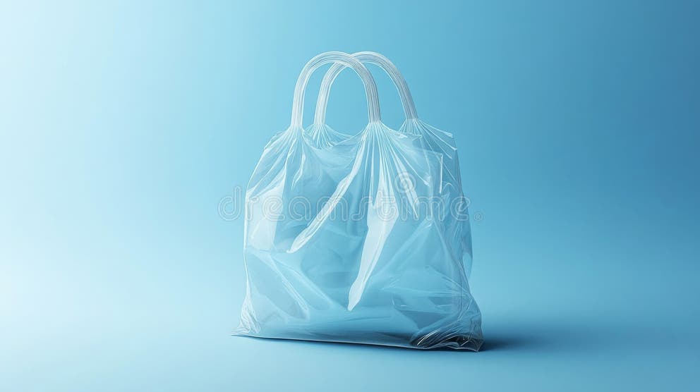 Translucent Plastic Bag on Light Blue Background Stock Illustration ...