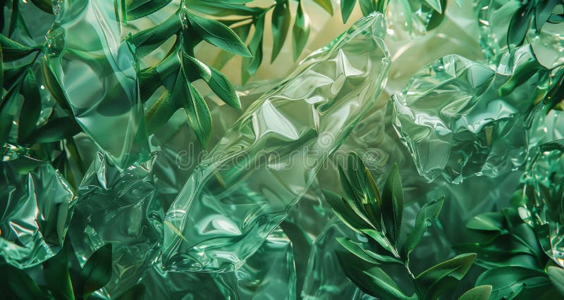 Translucent Plastic Bottle Lies Cradled by Foliage Stock Illustration ...