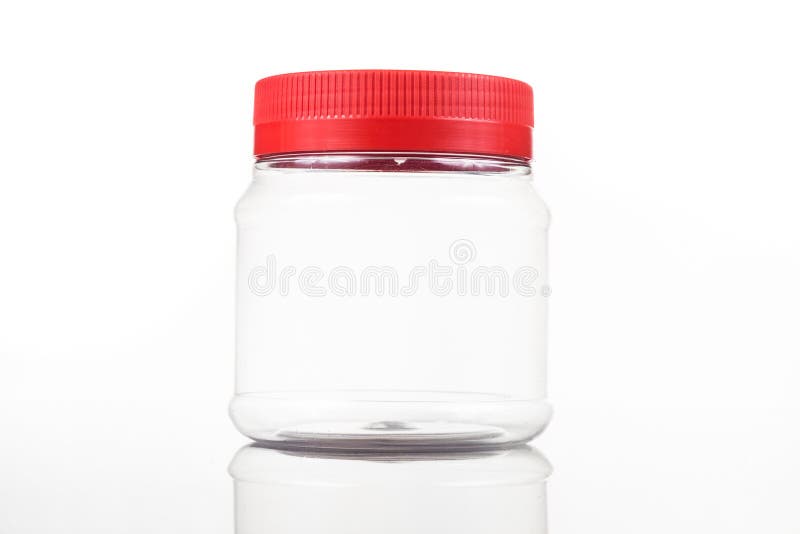 Translucent Plastic PVC Jar with Red Cover Isolated in White Stock ...