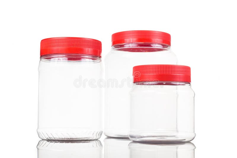 Translucent Plastic PVC Jar with Red Cover Isolated in White Stock ...