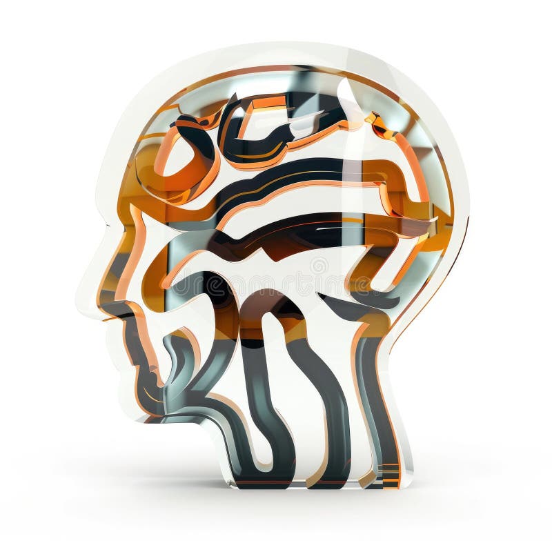 Abstract Glass Head, Brain Structure, Orange and Grey Design Stock ...