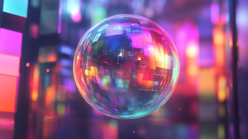 Translucent Pulsating Bubble with Vibrant Colors in Abstract Space ...