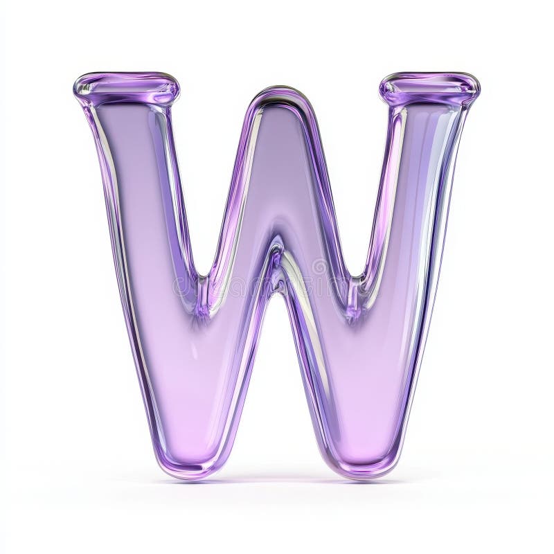A Translucent Purple Glass Letter "W" with a Smooth, Modern Design ...