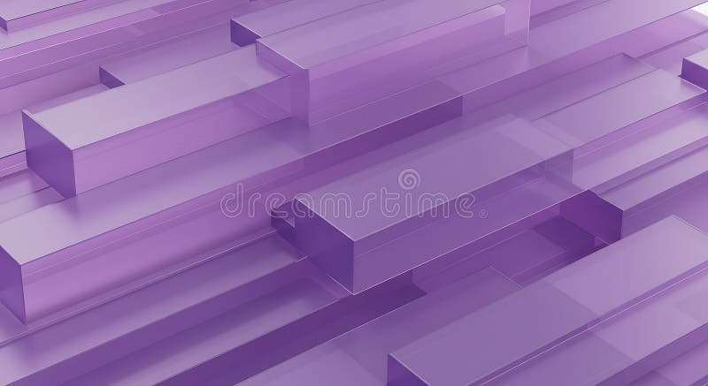 Translucent, Purple Rectangular Prisms are Arranged in a Staggered ...