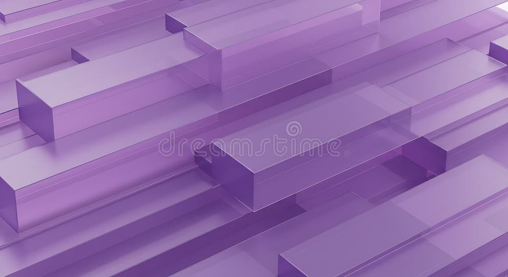 Translucent, Purple Rectangular Prisms are Arranged in a Staggered ...