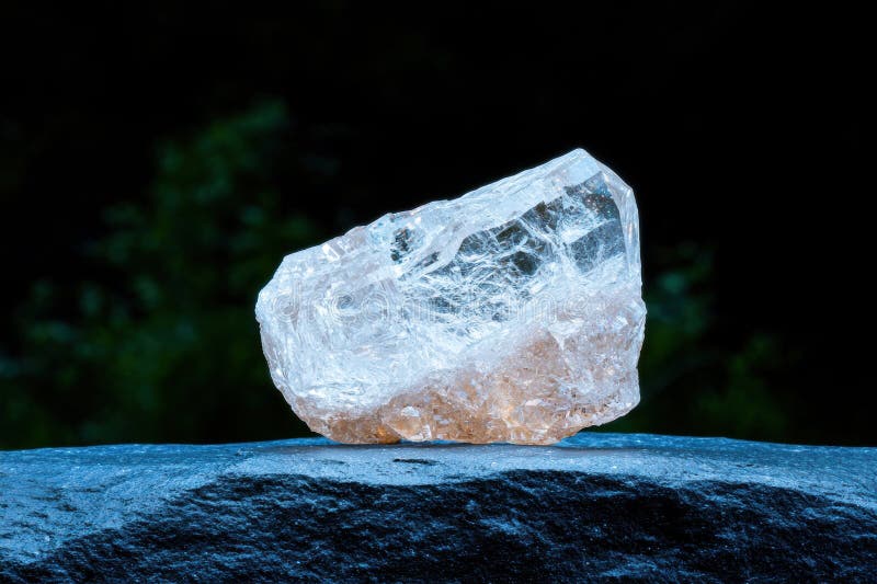 Translucent Quartz Crystal on Dark Rock Stock Illustration ...