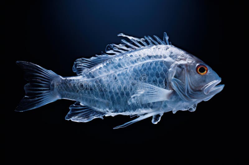 Translucent X-ray Fish on Dark Background Stock Illustration ...