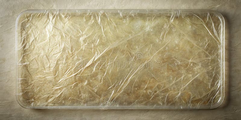 A Translucent Rectangular Container Covered with a Wrinkled, Textured ...