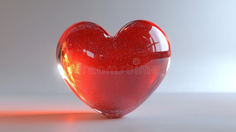 Translucent Red Glass Heart Shape Object Stock Illustration ...