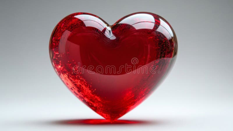 A Translucent Red Glass Heart Sits on a Grey Surface Stock Illustration ...