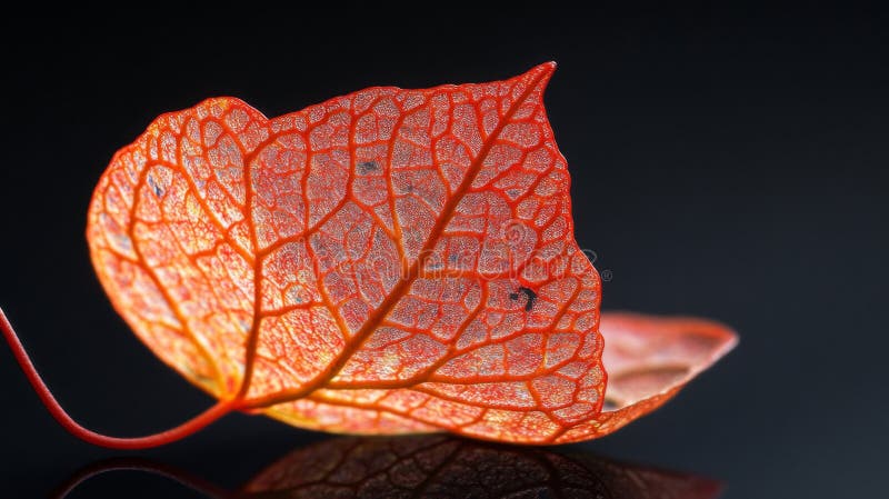 Translucent Red Leaf Vein Structure Detail Stock Illustration - Illustration of nature, vein ...