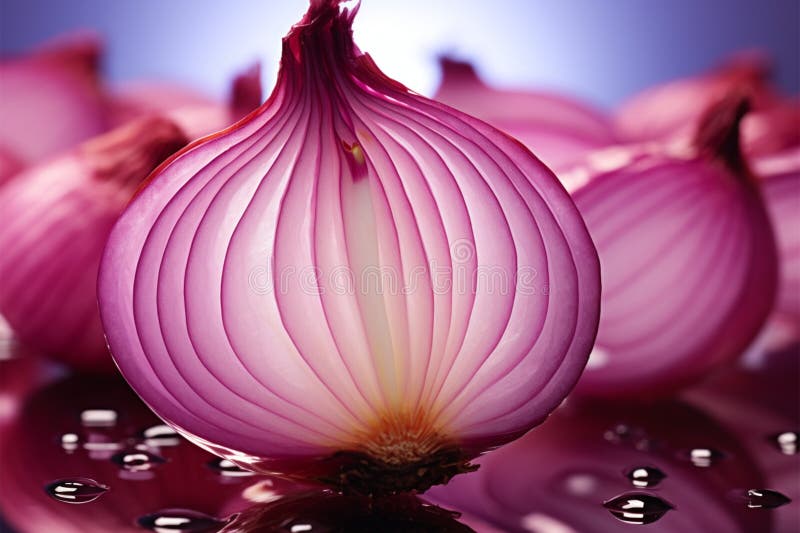 Translucent Red Onion Layers Artfully Presented on a Pink Purple ...
