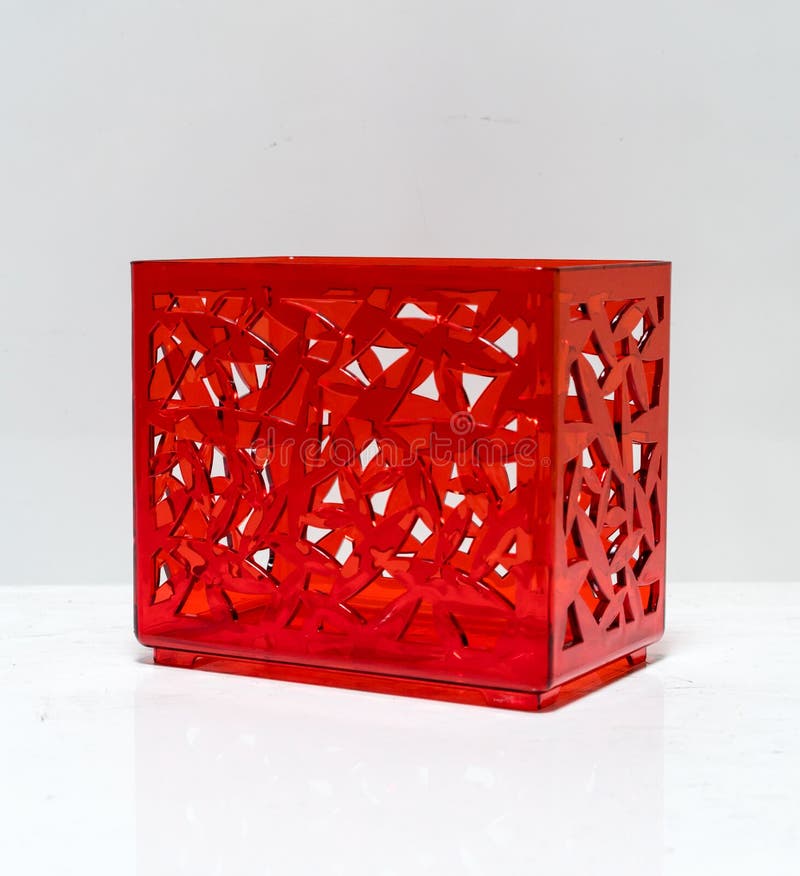Translucent Red Plastic Box with Perforated Pattern Body Stock Image ...