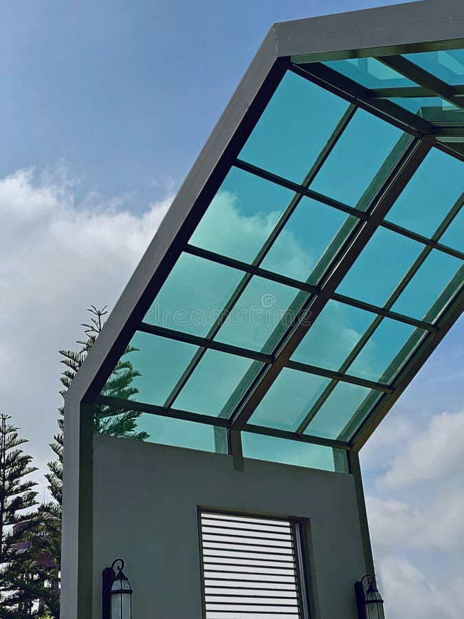 Translucent Roof Structure with Bright Blue Sky Stock Photo - Image of ...