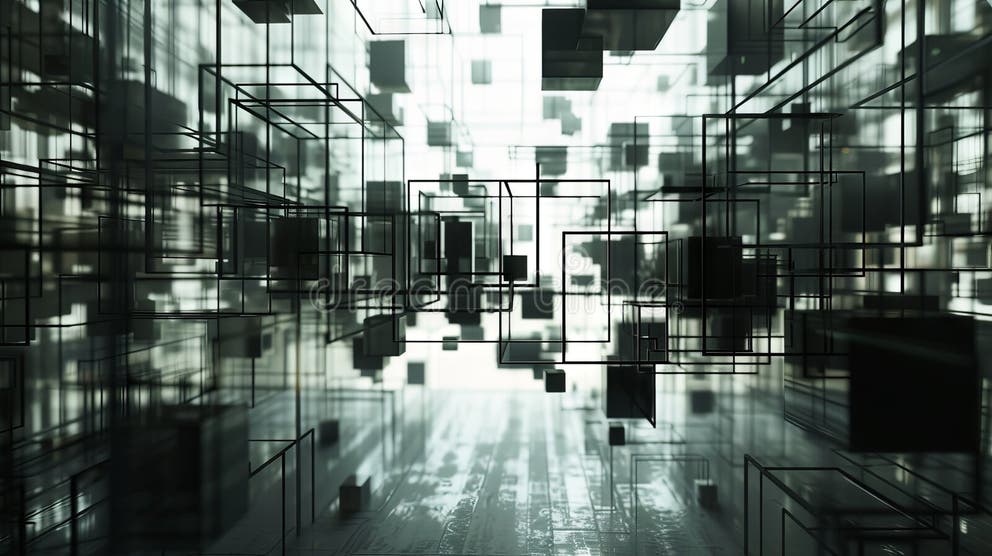 Translucent Shadow AI Surrounded by Complex Algorithms Stock ...