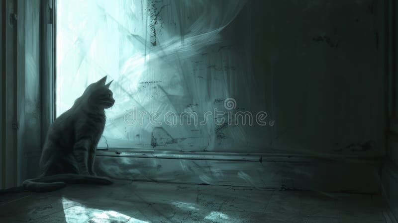 A Translucent Shadow Stretched Across the Walls Resembling a Cat ... A Translucent Shadow Stretched Across the Walls Resembling a Cat ...
