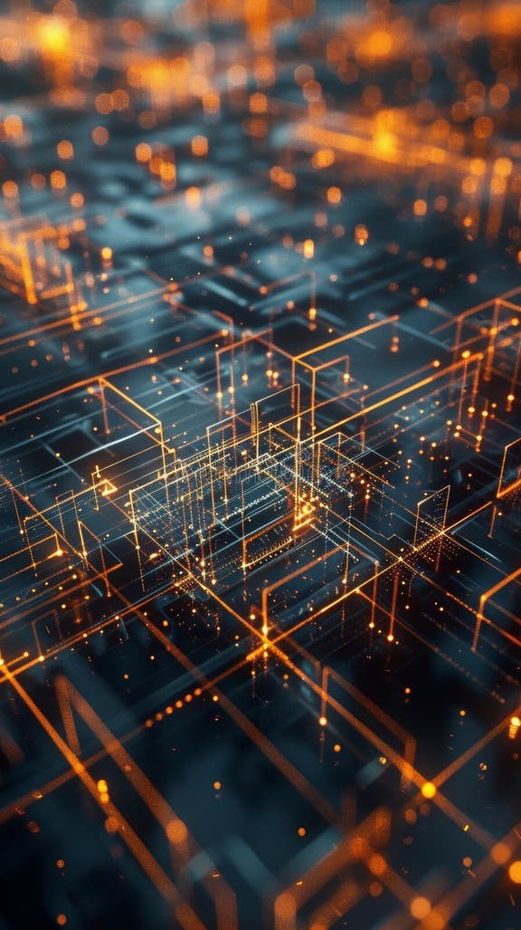 Translucent Shapes Connected by Thin Glowing Line Stock Photo - Image ...