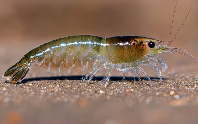 Translucent Shrimp on Sandy Beach Stock Illustration - Illustration of ...