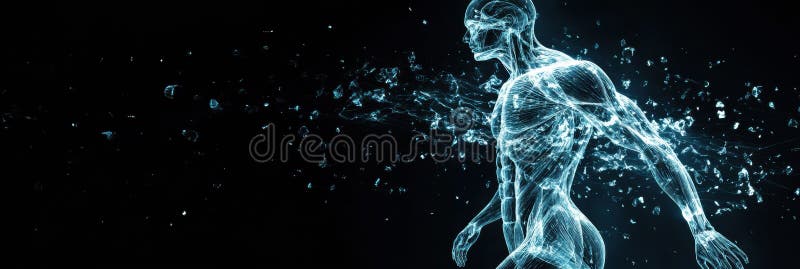 Translucent Silhouette Depicting Glowing Muscle System in a Futuristic ...
