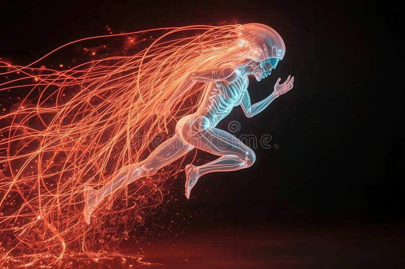 A Translucent Figure with Visible Skeleton Dashes Forward, Trailed by ...