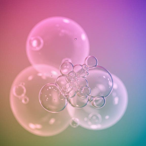 Translucent Soap Bubbles Cluster Together Against a Soft Gradient ...