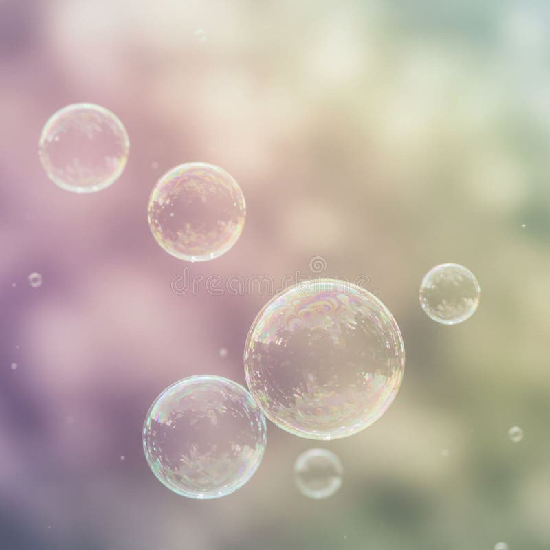 Translucent Soap Bubbles Float Against a Dreamy Pastel Background ...