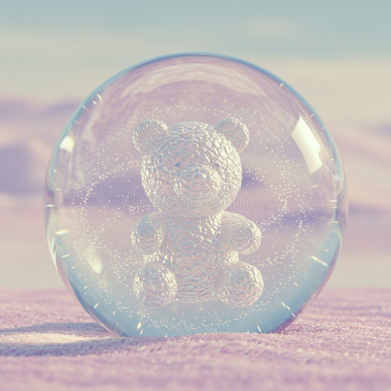 A Translucent Sphere Encloses a Textured Teddy Bear Figure with a ...