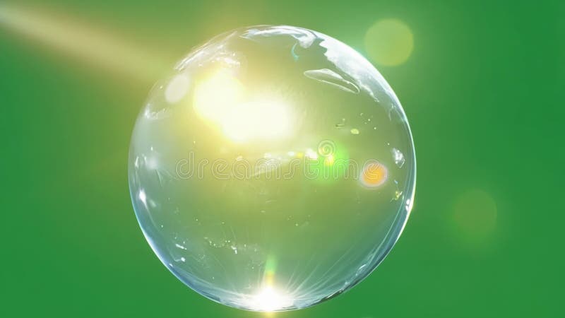 A Translucent Sphere Hovering Catching Beams of Sunlight. Green Screen ...