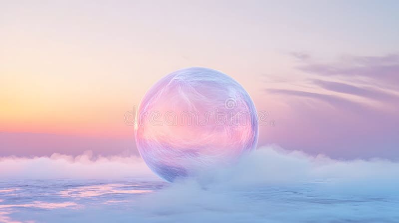 Translucent Sphere in Pastel Sunset Landscape Stock Photo - Image of ...