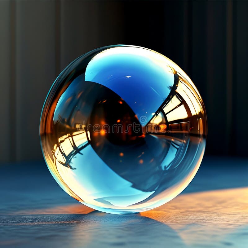 Translucent Sphere Reflecting Warm Light in a Cozy Indoor Space Stock ...