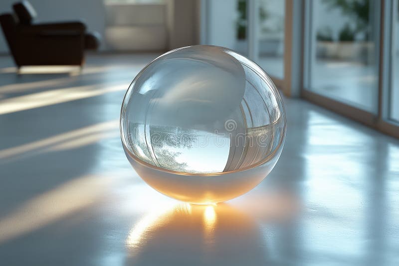 Translucent Sphere Reflecting Sunlight in a Modern Interior Space Stock ...