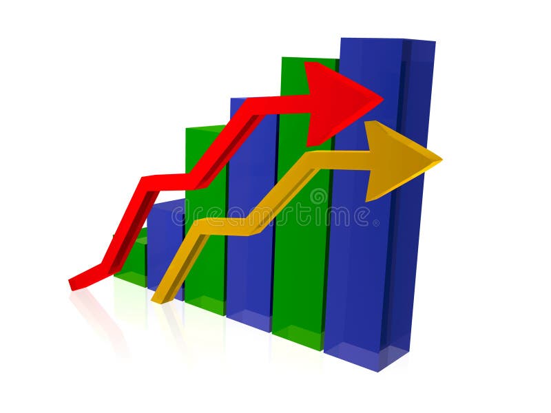 Translucent Statistic Bars and Two Arrows Stock Illustration ...