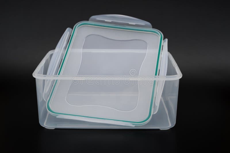 Translucent Storage Box and Red Lid Stock Image - Image of plastic ...