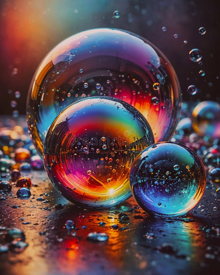 The Translucent Surface of the Bubbles Overlapping Each Other Reflects ...