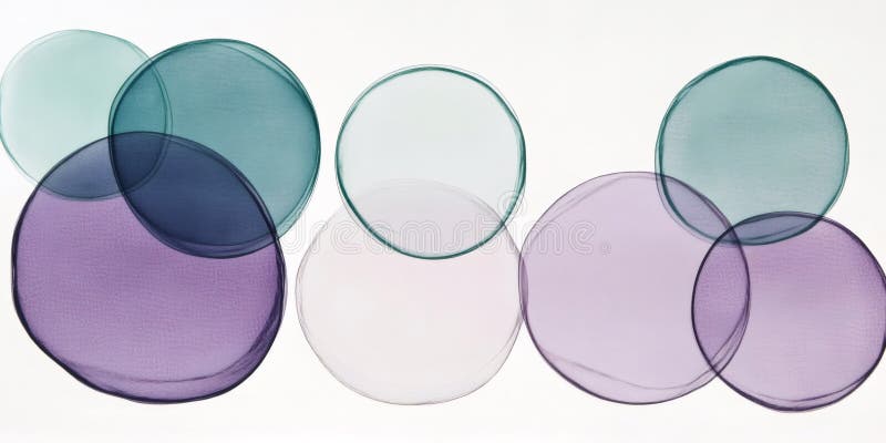 Translucent Teal, Purple, Gray Circles Intersecting, Forming Geometric ...