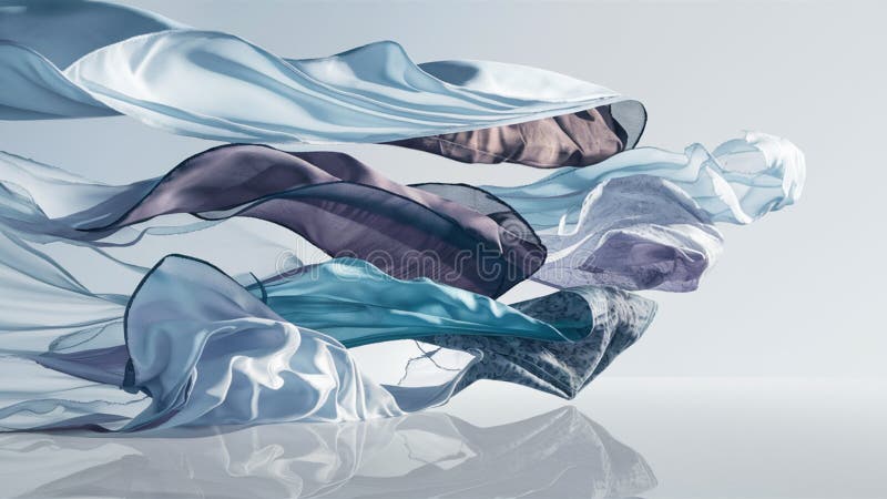 Translucent Thin Fabric Fluttering in the Wind. Abstract Wavy ...