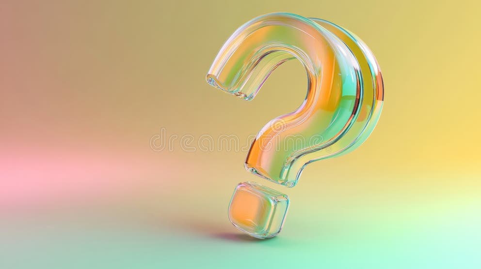 Translucent Three-dimensional Question Mark on Pastel Gradient ...