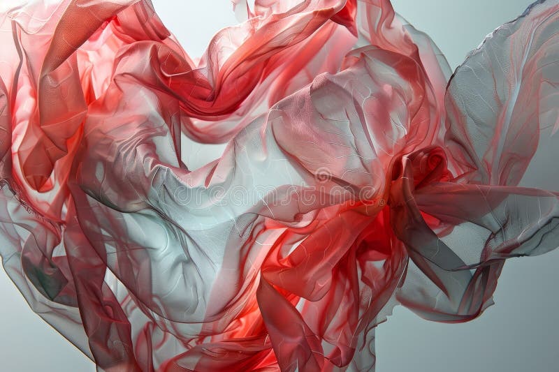 Translucent Tissues Layered To Create a Heart-shaped Art Piece in Red ...