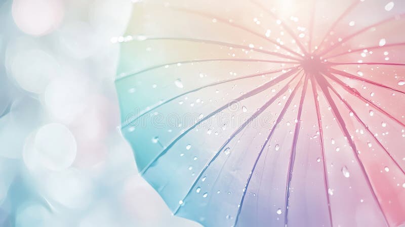 A Translucent Umbrella with a Handle in Rainbow Hues, Against a ...