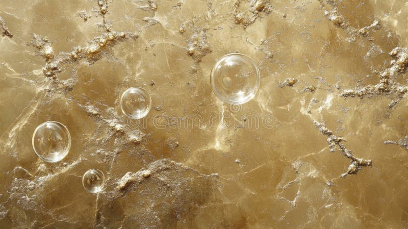 Translucent Water Bubbles on Sandy Surface with Glistening Particles ...