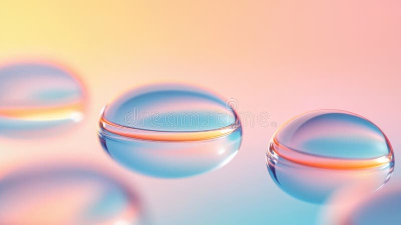 Translucent Water Droplets on Pastel Gradient Background, AI Stock ...